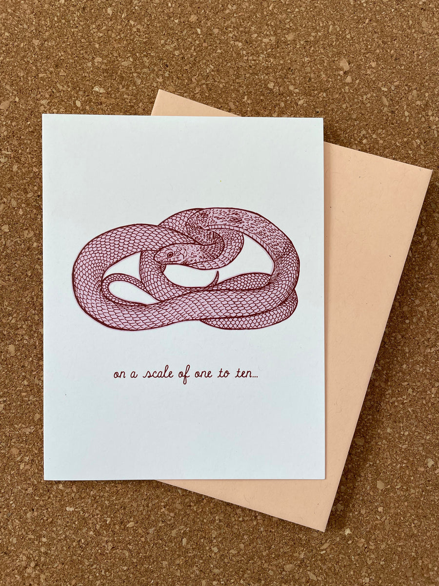 Red Racer Snake Greeting Card - on a scale of one to ten... – Opal Atlas